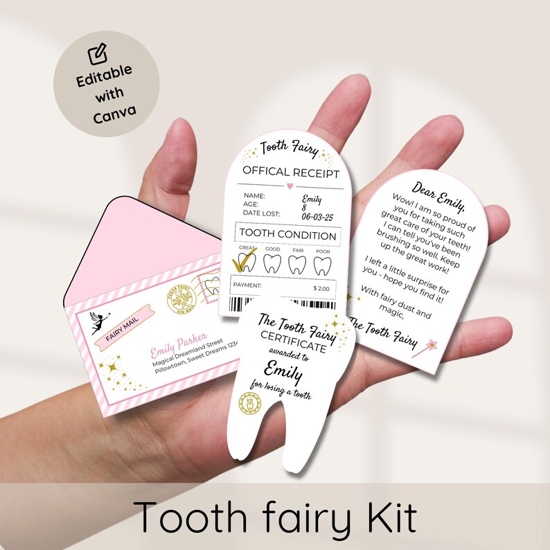 Editable Printable Mini Tooth Fairy Letter, Envelope, Report and ...
