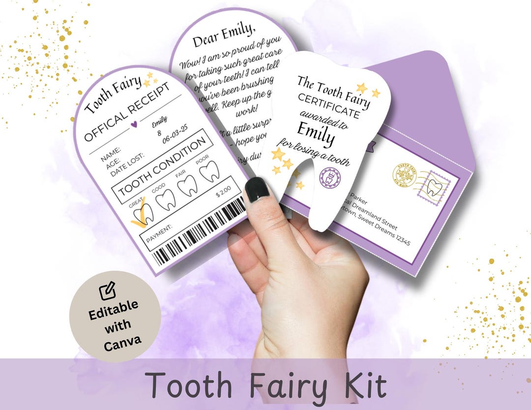 Editable Printable Mini Tooth Fairy Letter, Envelope and Receipt ...