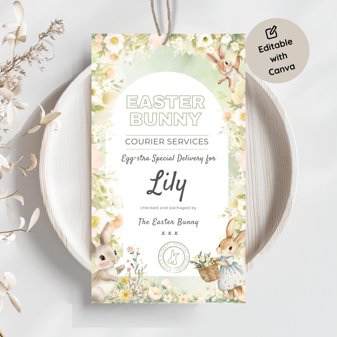 Easter Bunny Express Delivery Gift Tag Template, Printable Easter ...