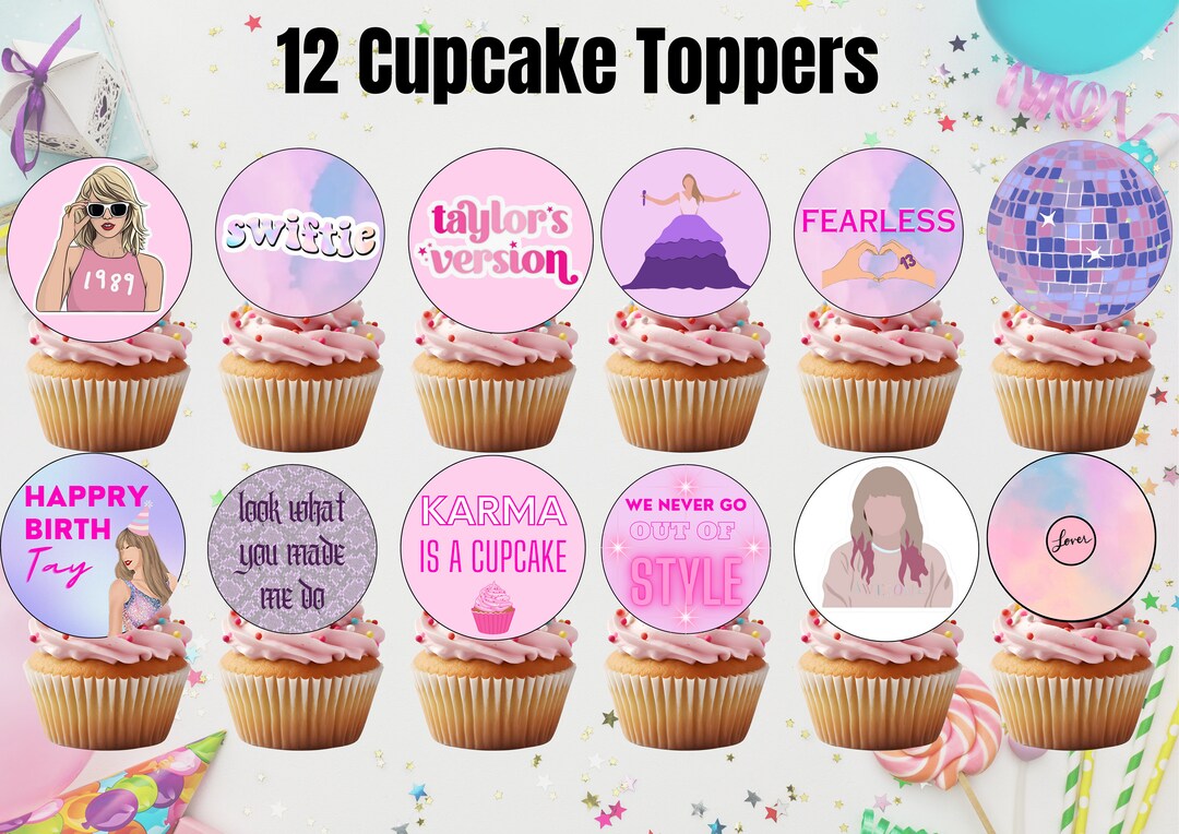 12 Taylor Swift Cupcake Toppers Printable Instant Download Swifties ...