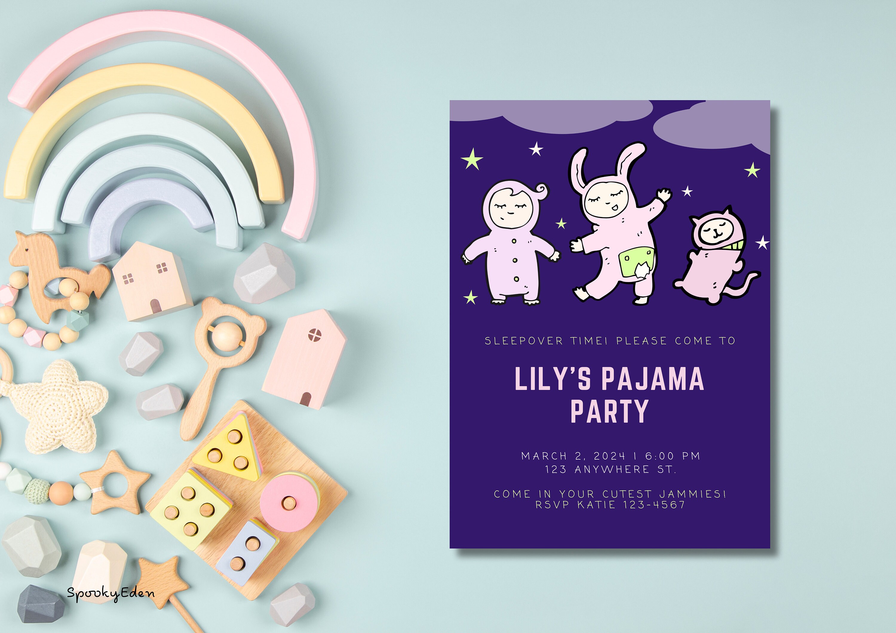 Editable Slumber Party Birthday Invitation Birthday Invitation