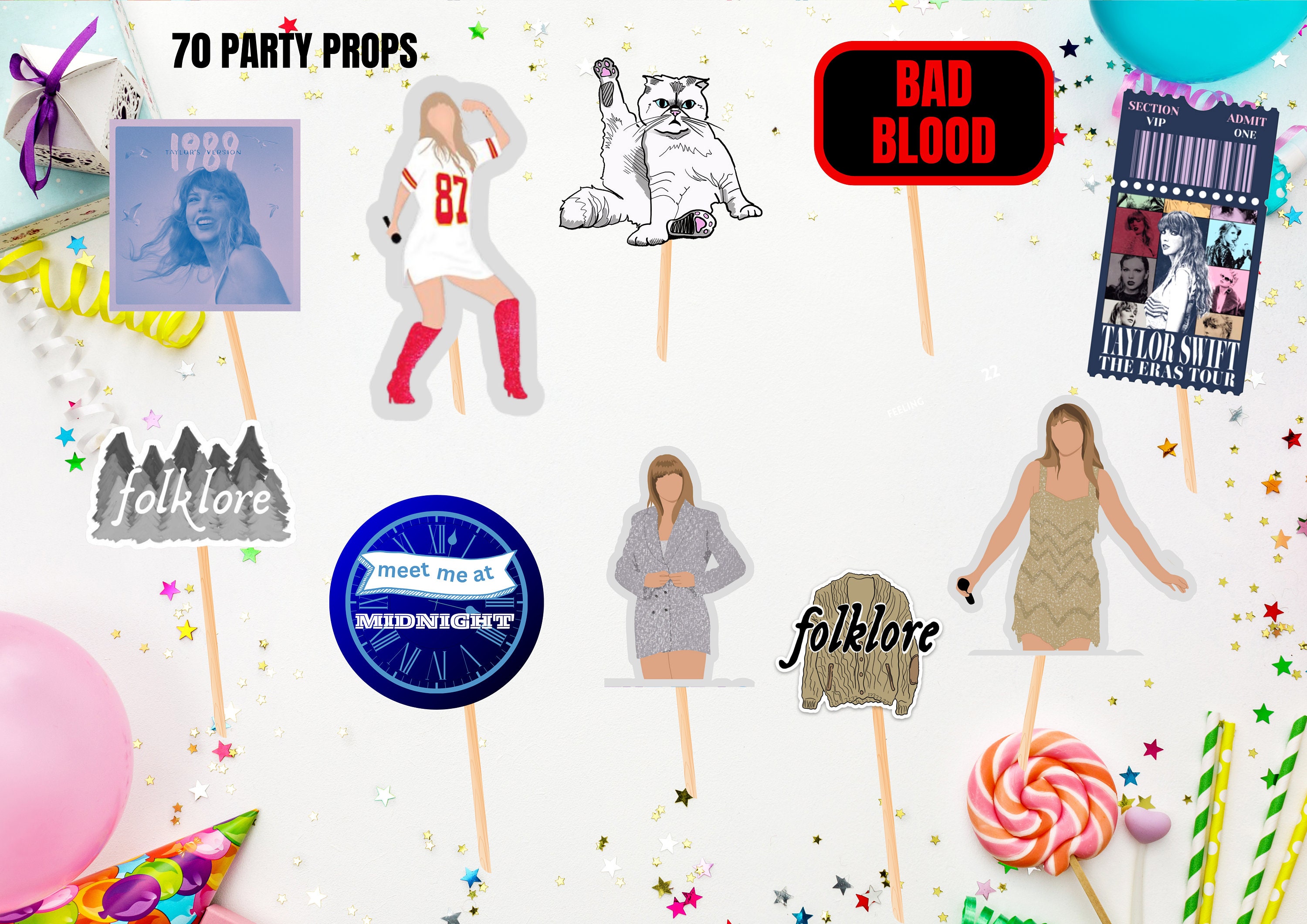 70 Taylor Swift Inspired Photo Booth Printable Props Printable Birthday ...