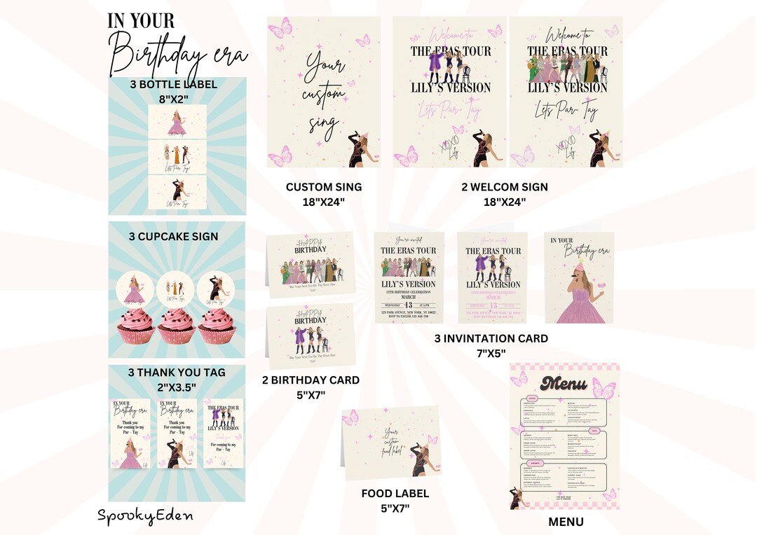 Editable Swifties Inspired Birthday Party Bundle Instant Download ...