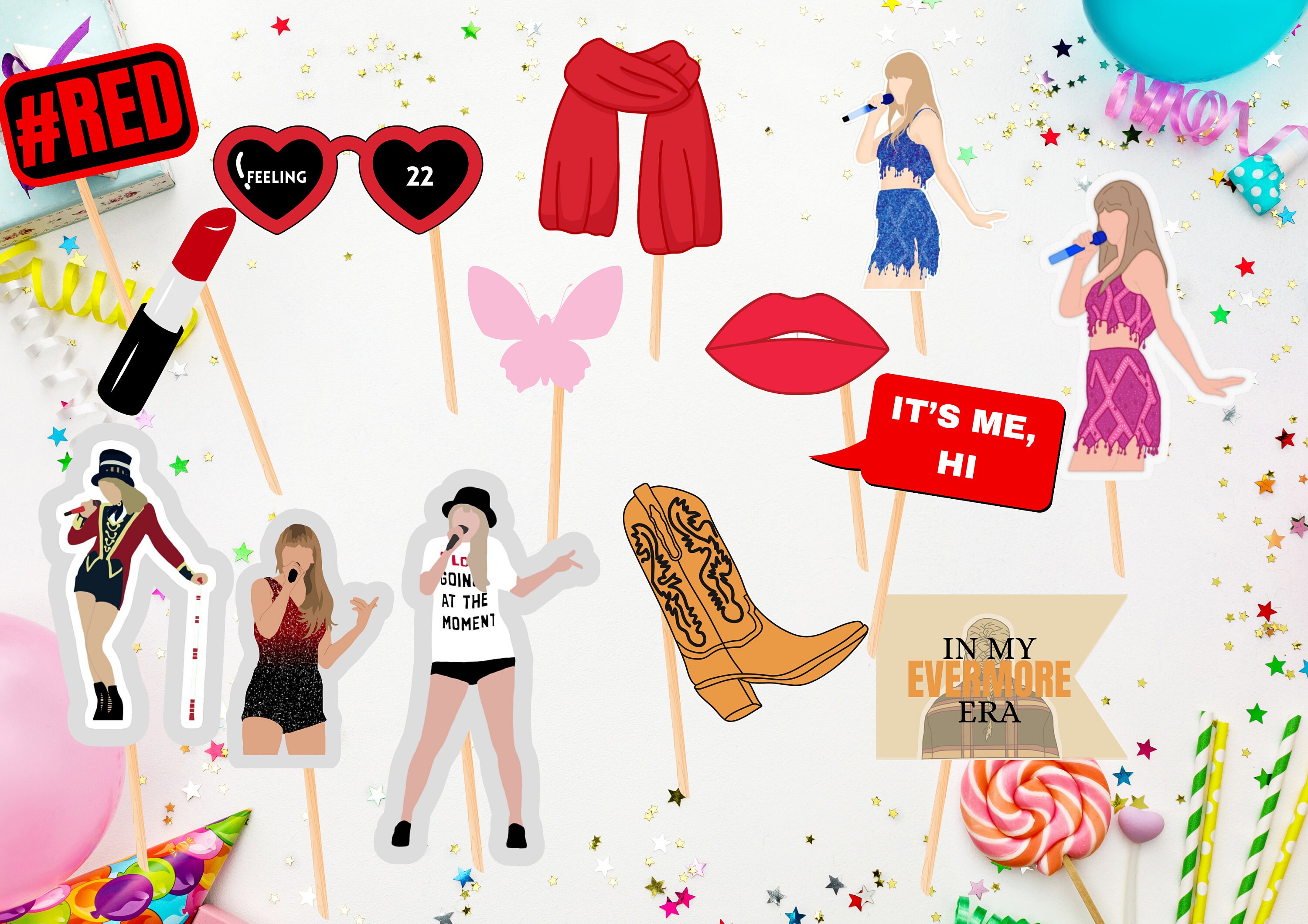 60 Swifties Inspired Photo Booth Printable Props Printable Birthday ...