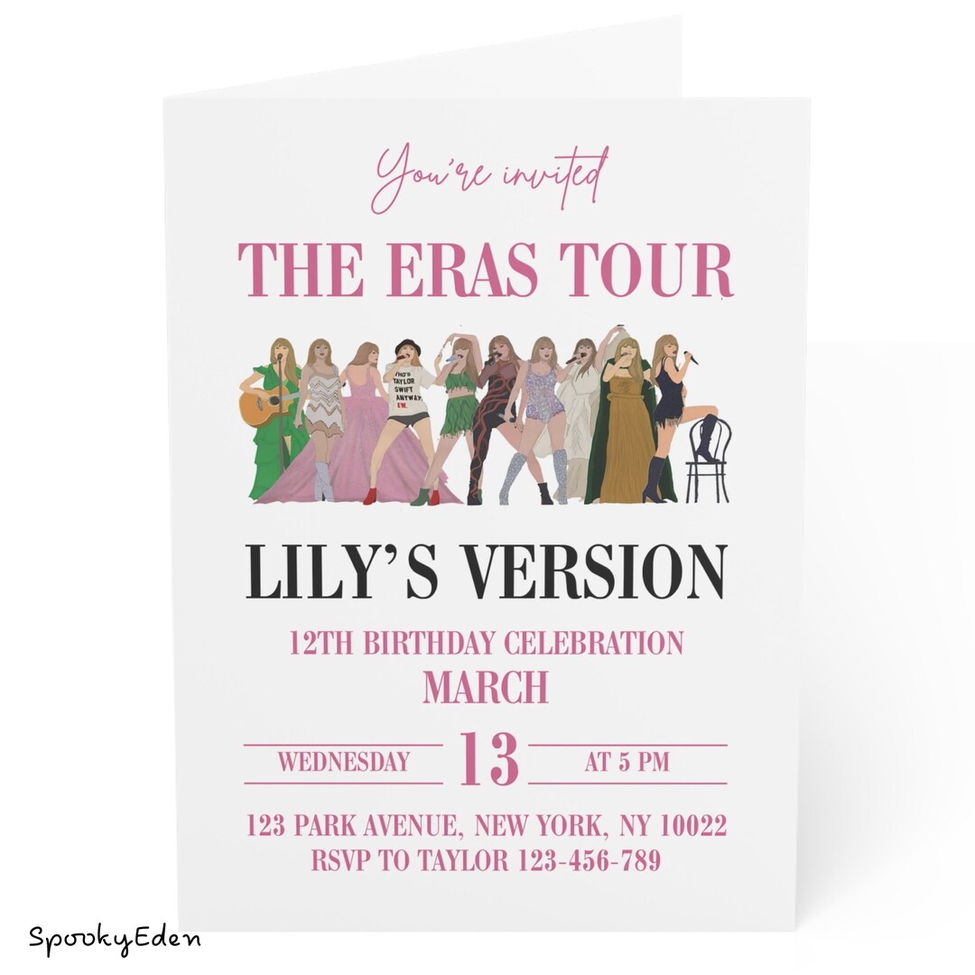 Editable Taylor Swift Inspired Birthday Party Invitation Instant ...