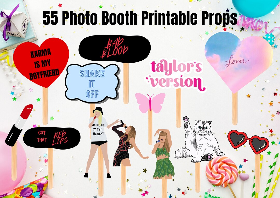 55 Taylor Swift Inspired Photo Booth Printable Props Printable Taylor ...
