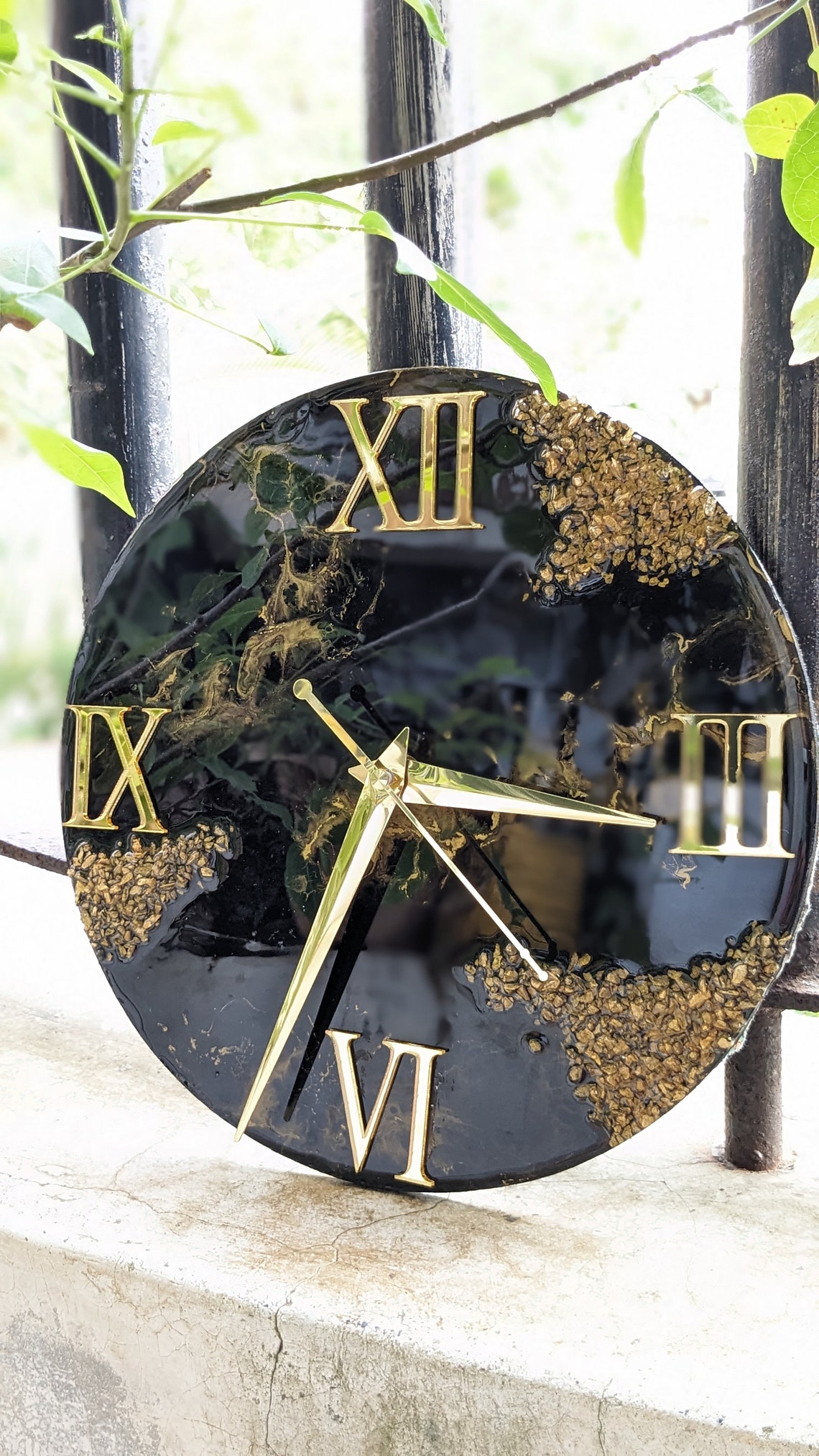 Handmade Black and Gold Wall Clock House Warming Gift - Etsy