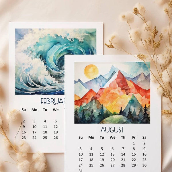 Watercolor Calendar - Etsy