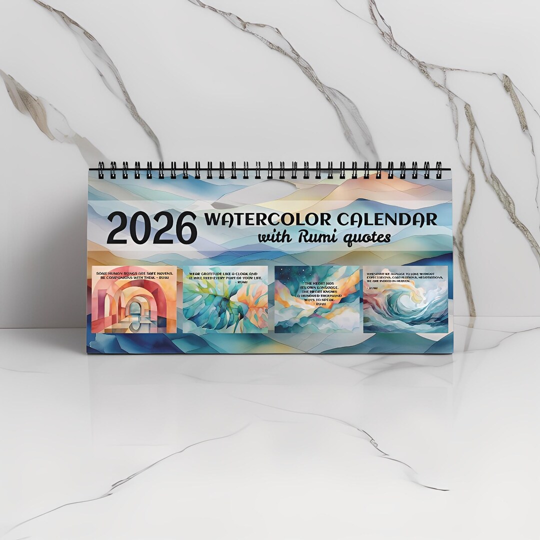 2026 Rumi Watercolor Desktop Calendar for Home and Office - Etsy UK