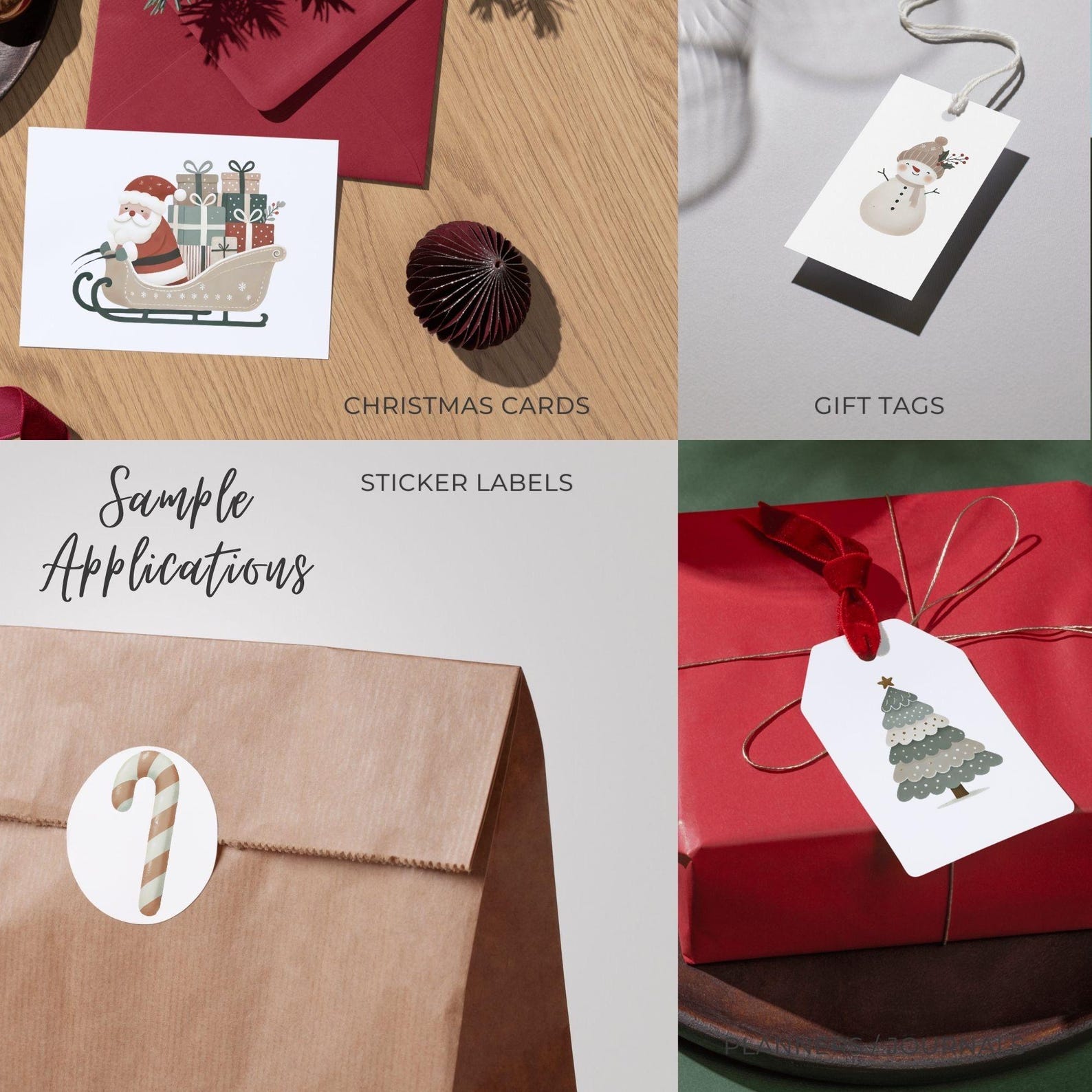 Christmas Candy Shop Clipart, Neutral Boho Watercolor, Commercial Use ...