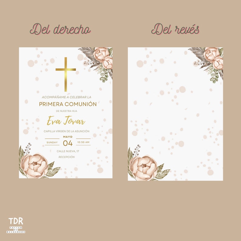 Editable Template, First Communion Girl Digital Invitation, Spanish ...