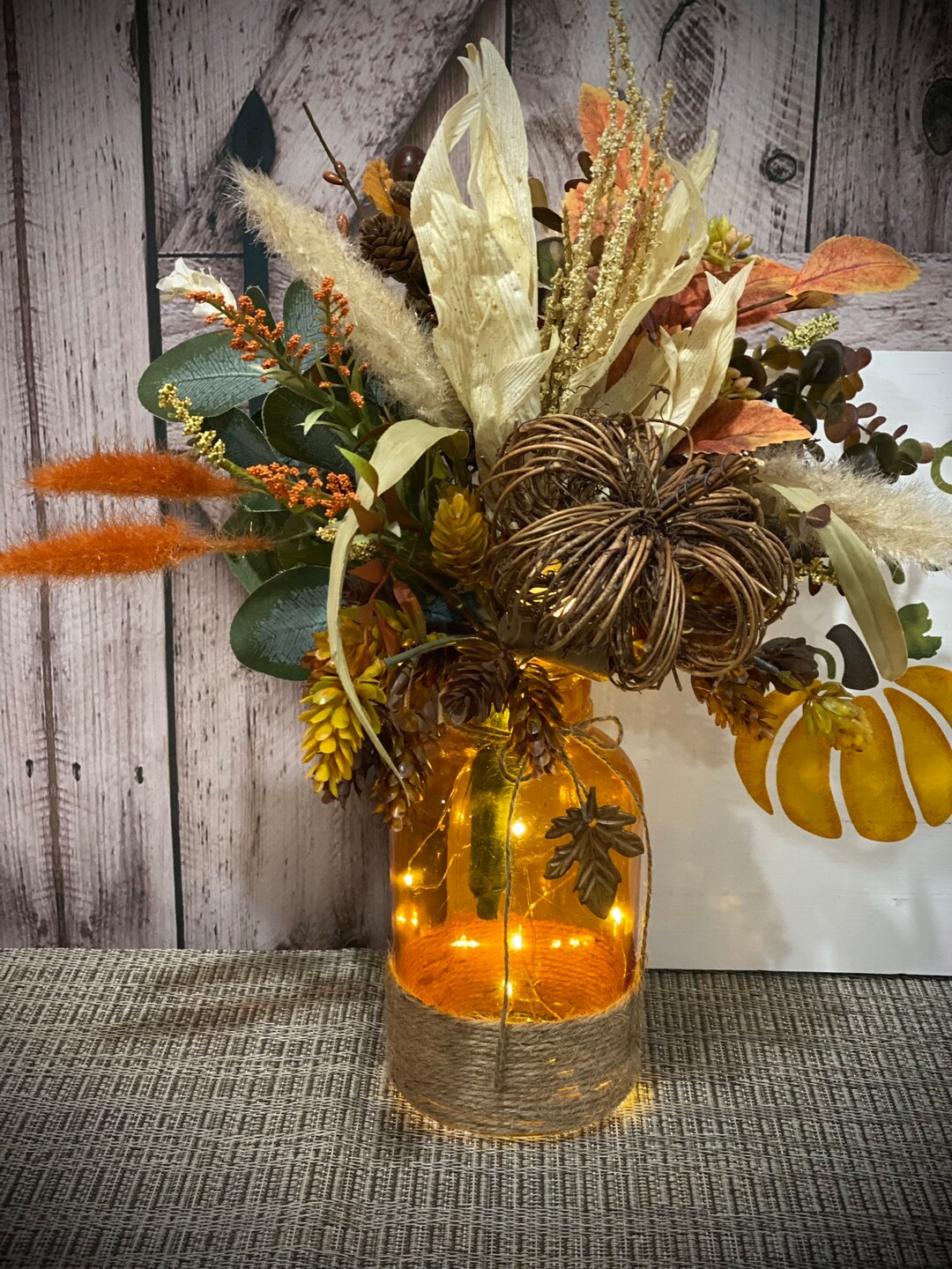 2 Fall Lighted Flower Arrangements Premium - Etsy