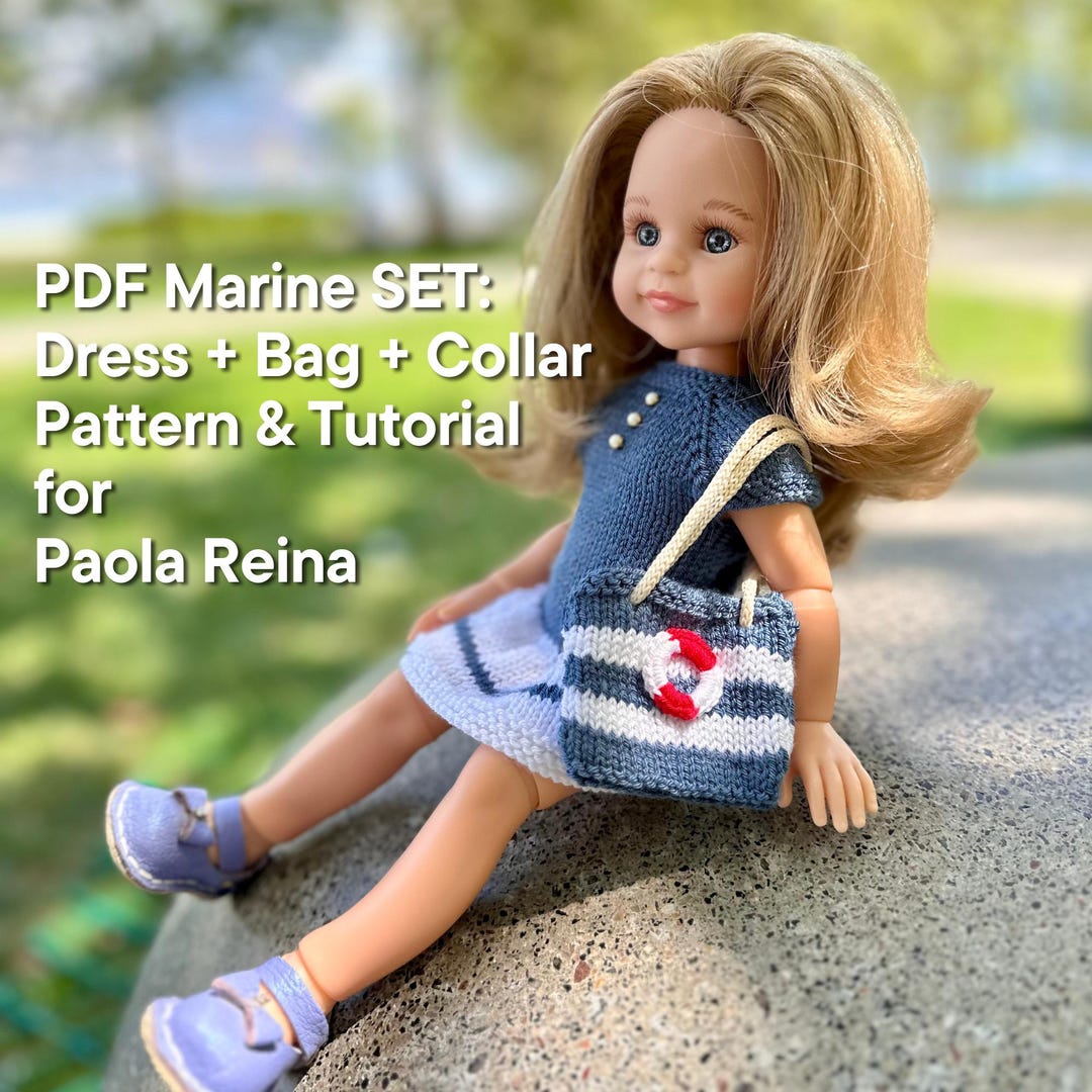 Doll Marine Outfit Knitting Pattern: Dress, Beret, Bag, Collar (PDF ...