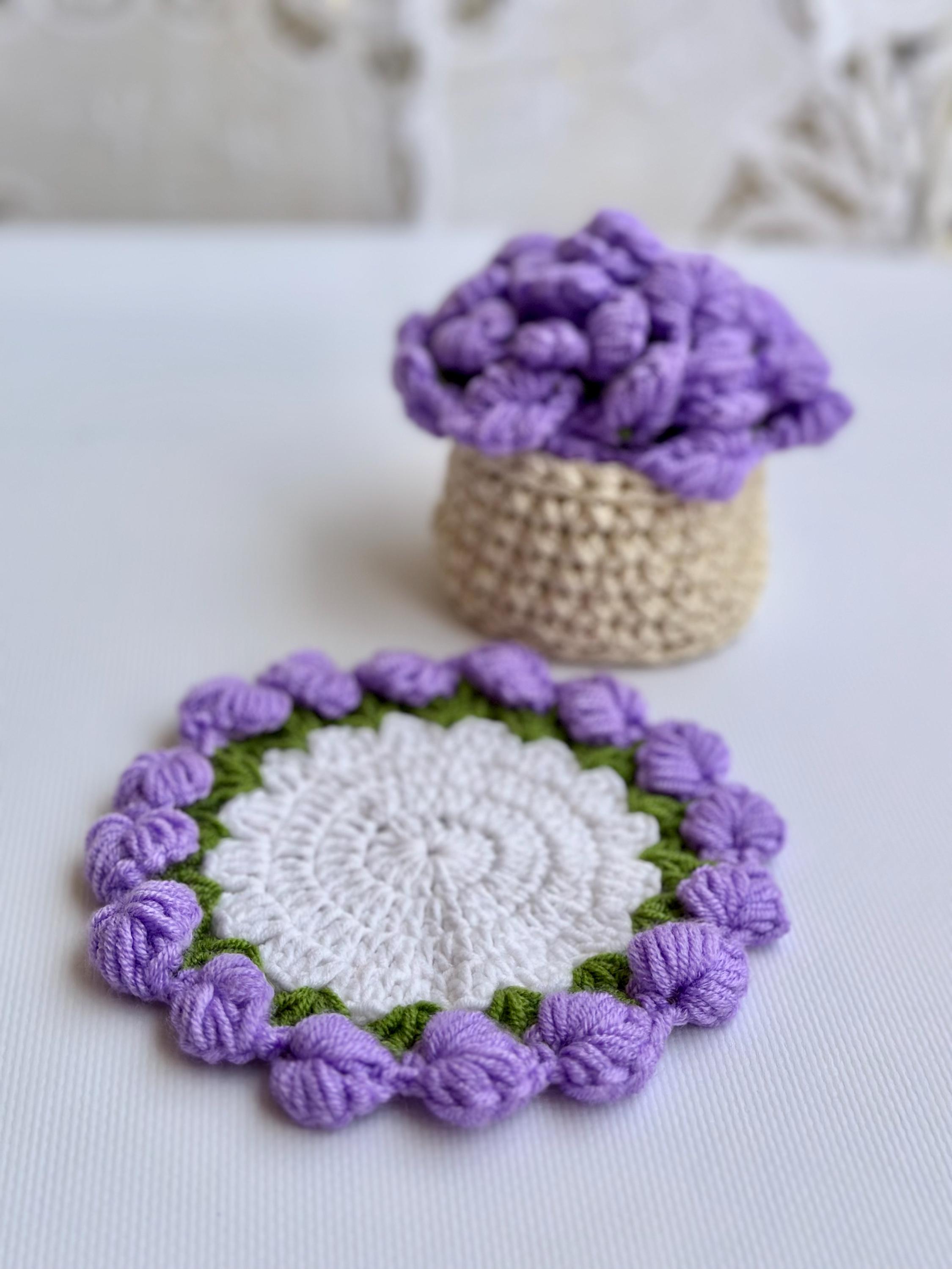 Crochet Lilac Flower Coaster & Basket Pattern (PDF Download) - Etsy