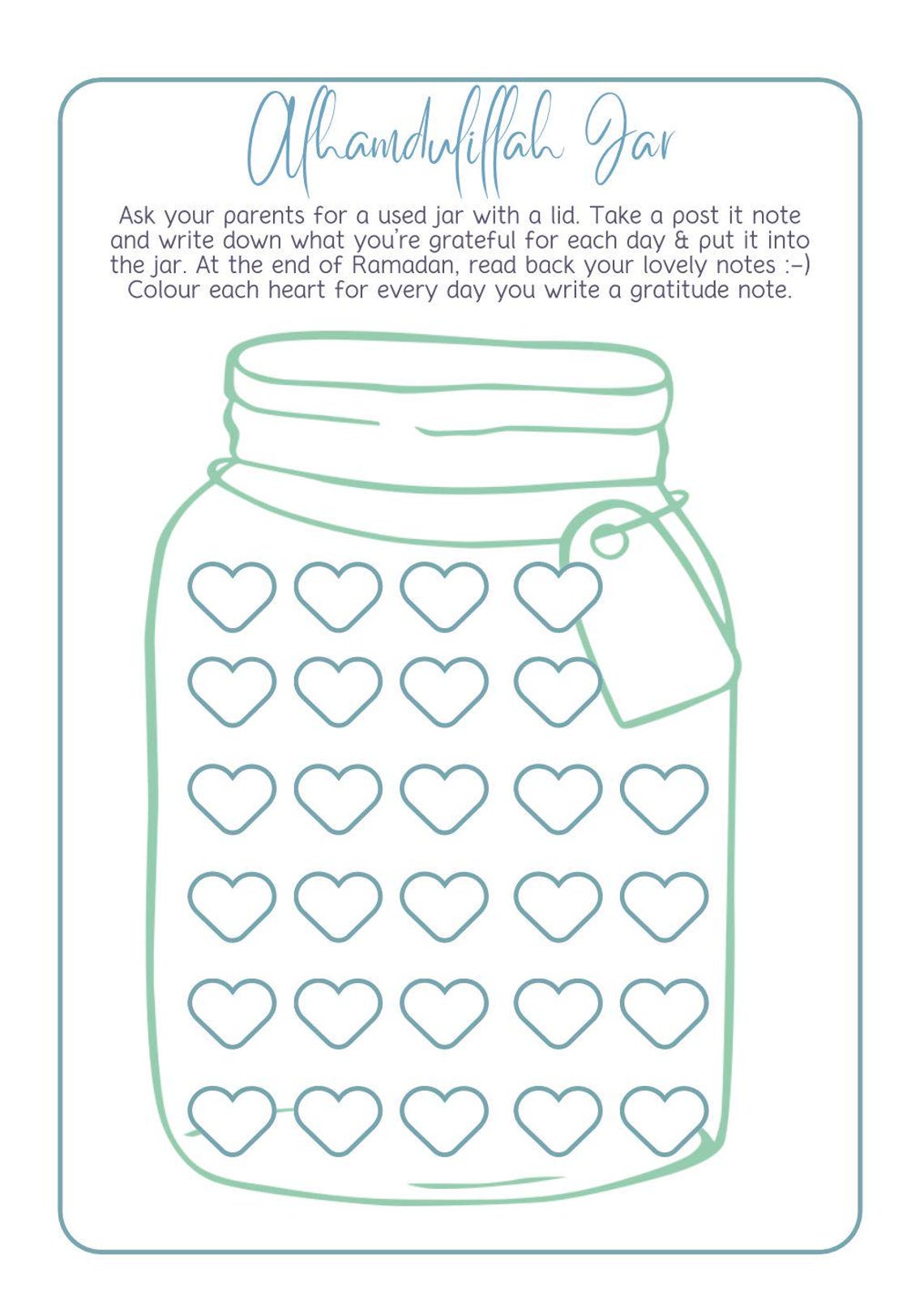 Printable Ramadan Kindness Calendar for Kids Aged 7-12, Ramadan ...