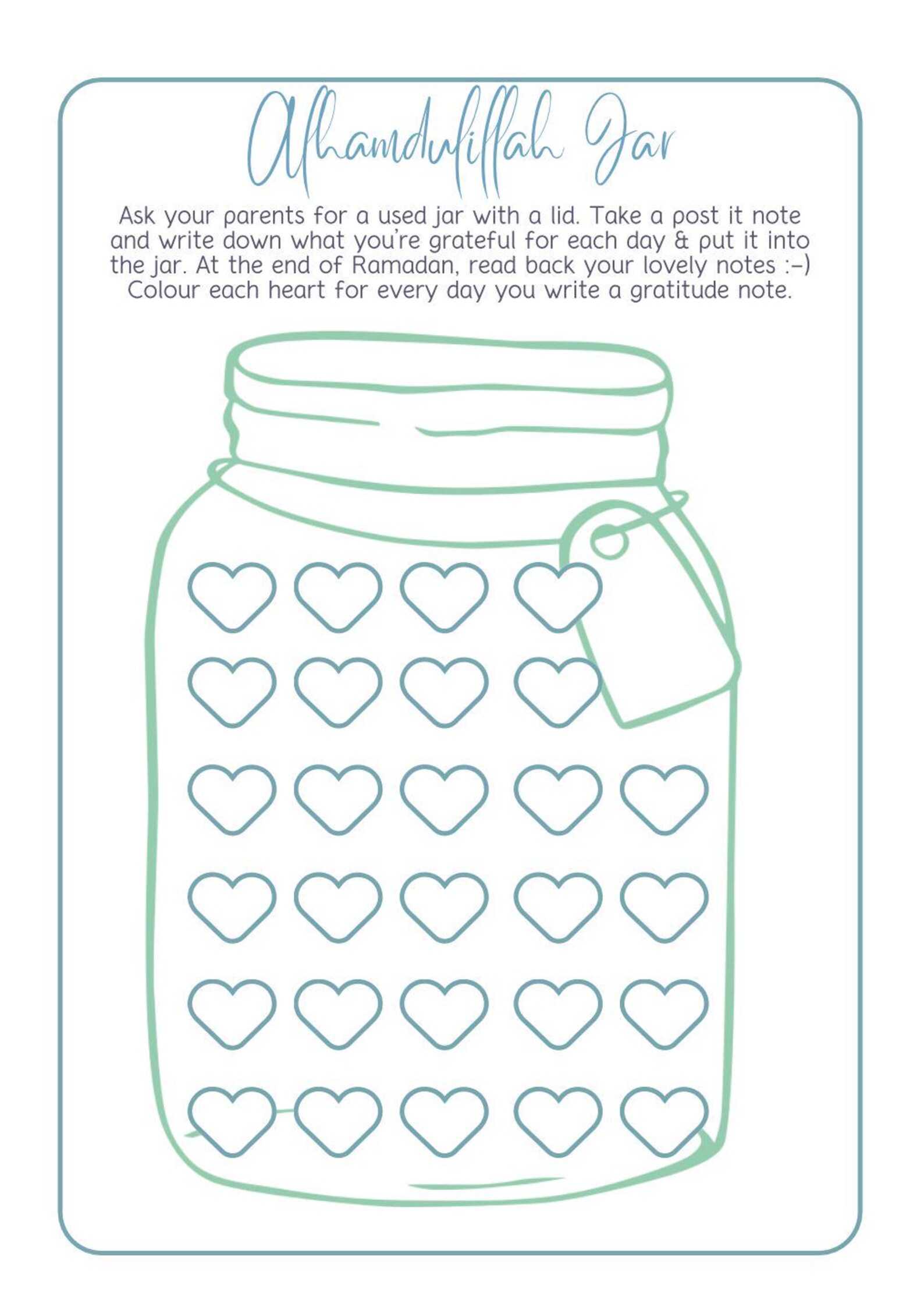 Printable Ramadan Kindness Calendar for Kids Aged 7-12, Ramadan ...