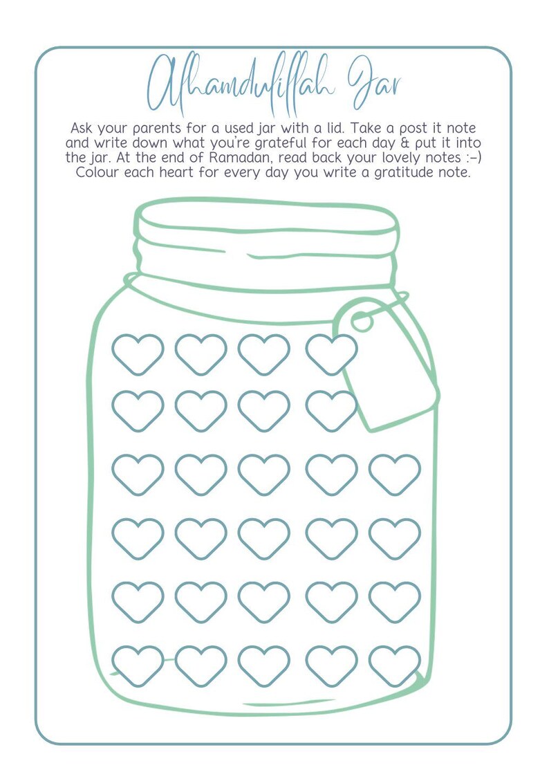 Printable Ramadan Kindness Calendar for Kids Aged 7-12, Ramadan ...