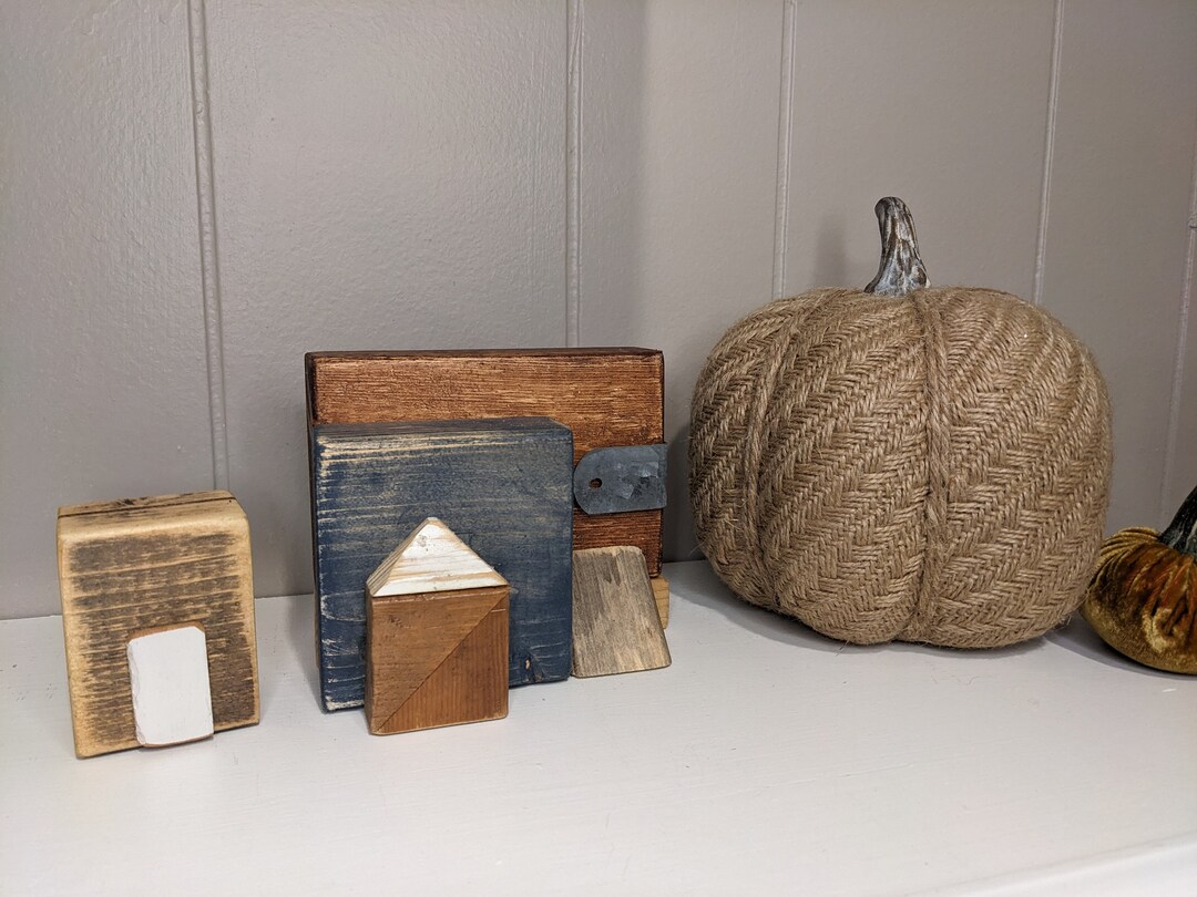 Handmade Painted Wooden Building Blocks, Repurposed Metal Accents - Etsy