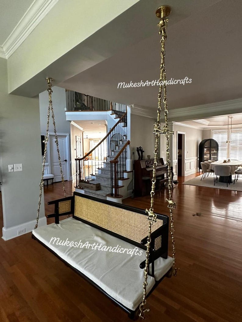 Handmade Wooden Reversible Porch Swing/ Wooden Reversible Ceiling Swing ...