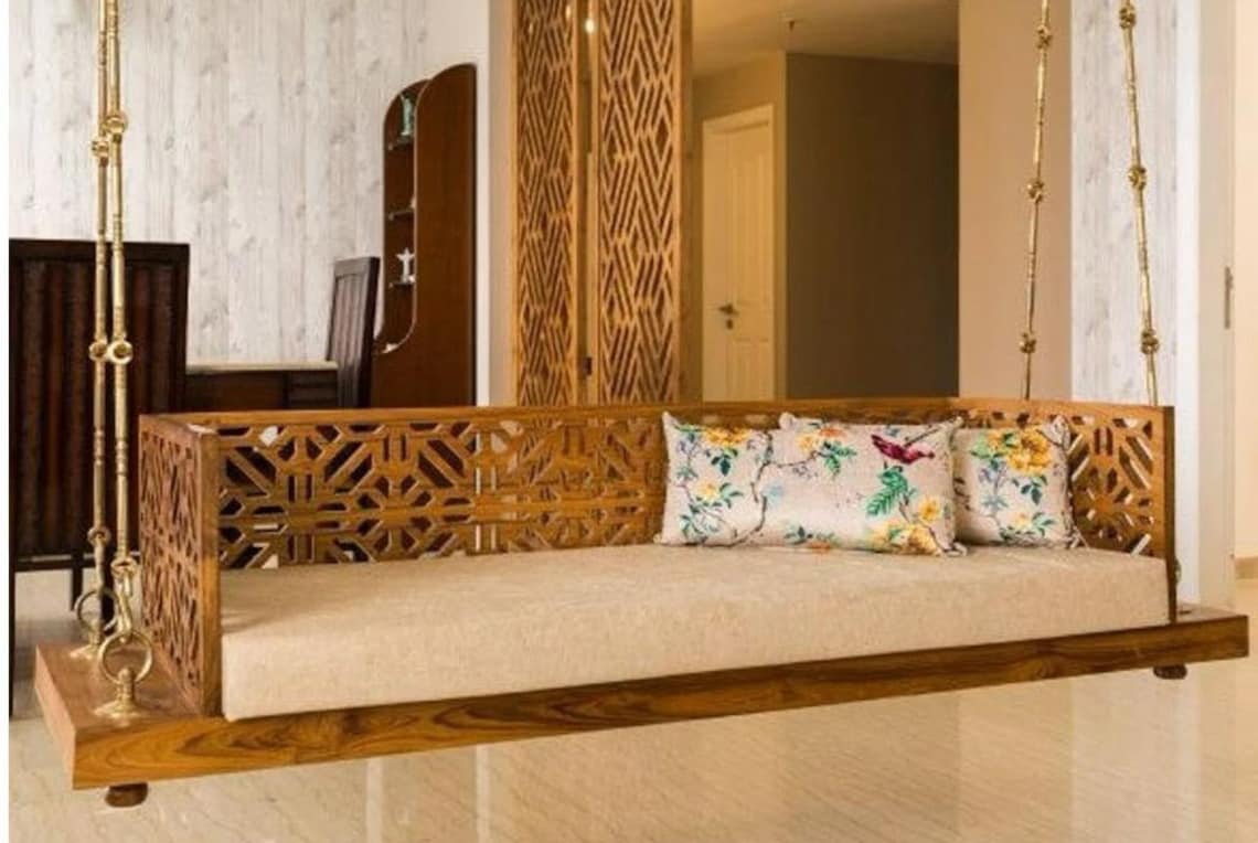 Handmade Wooden Porch Swing/ Wooden Ceiling Swing/wooden Hanging Swing ...