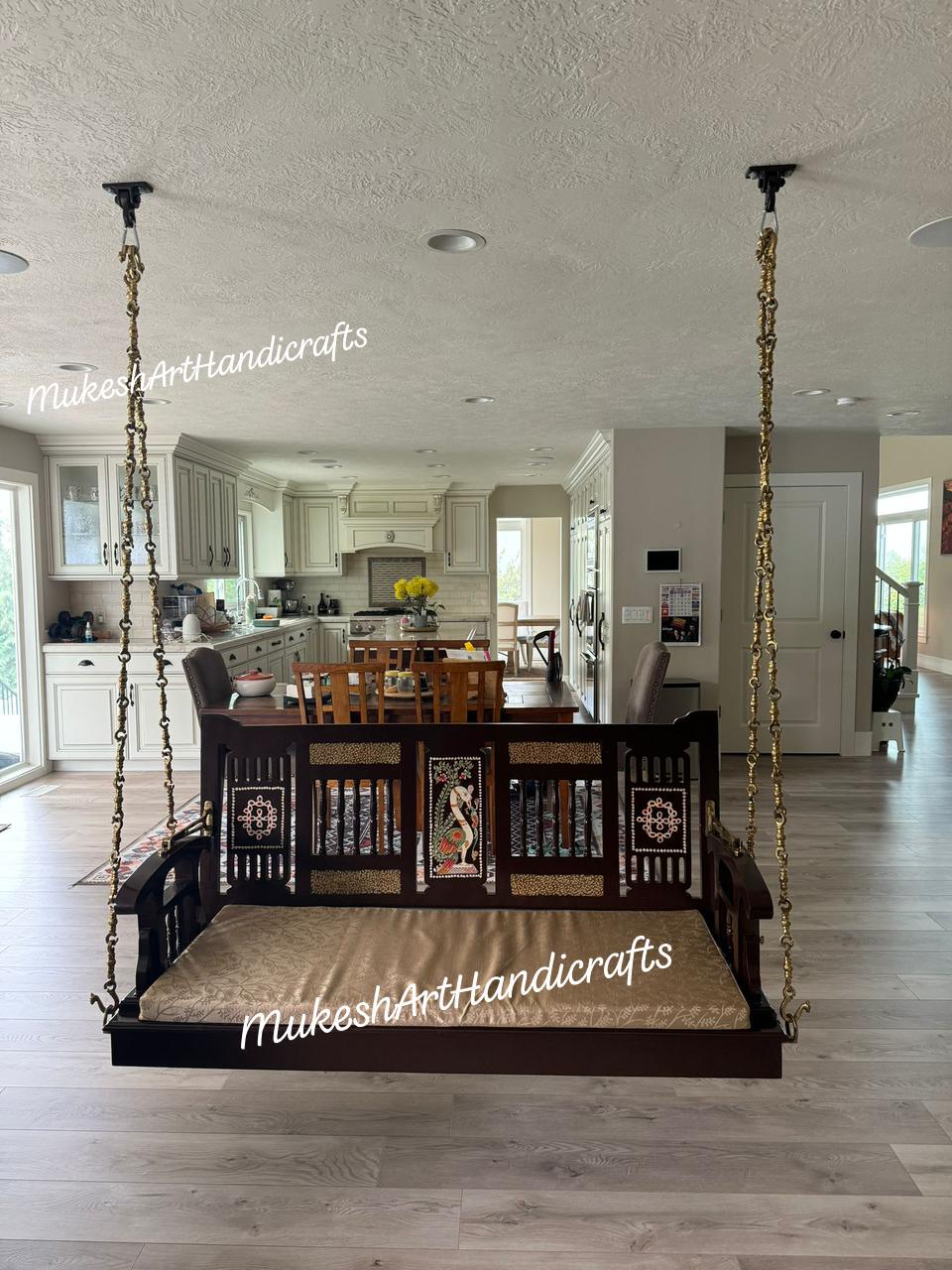 Handmade Wooden Reversible Porch Swing/ Wooden Reversible Ceiling Swing ...