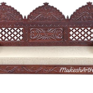 Handmade Wooden Three Seater Sofa/wooden Diwan/wooden Fine Carved Sofa ...