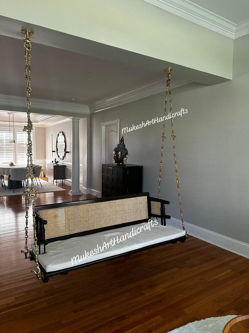 Handmade Wooden Reversible Porch Swing/ Wooden Reversible Ceiling Swing ...