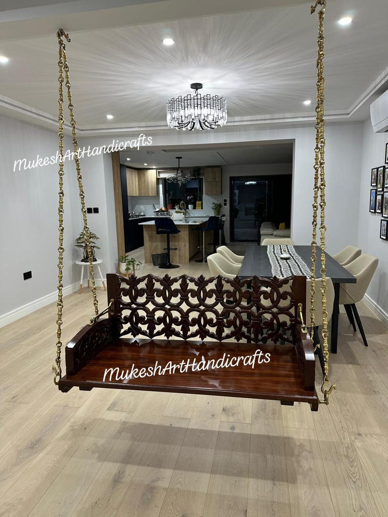 Handmade Wooden Reversible Porch Swing/ Wooden Reversible Ceiling Swing ...