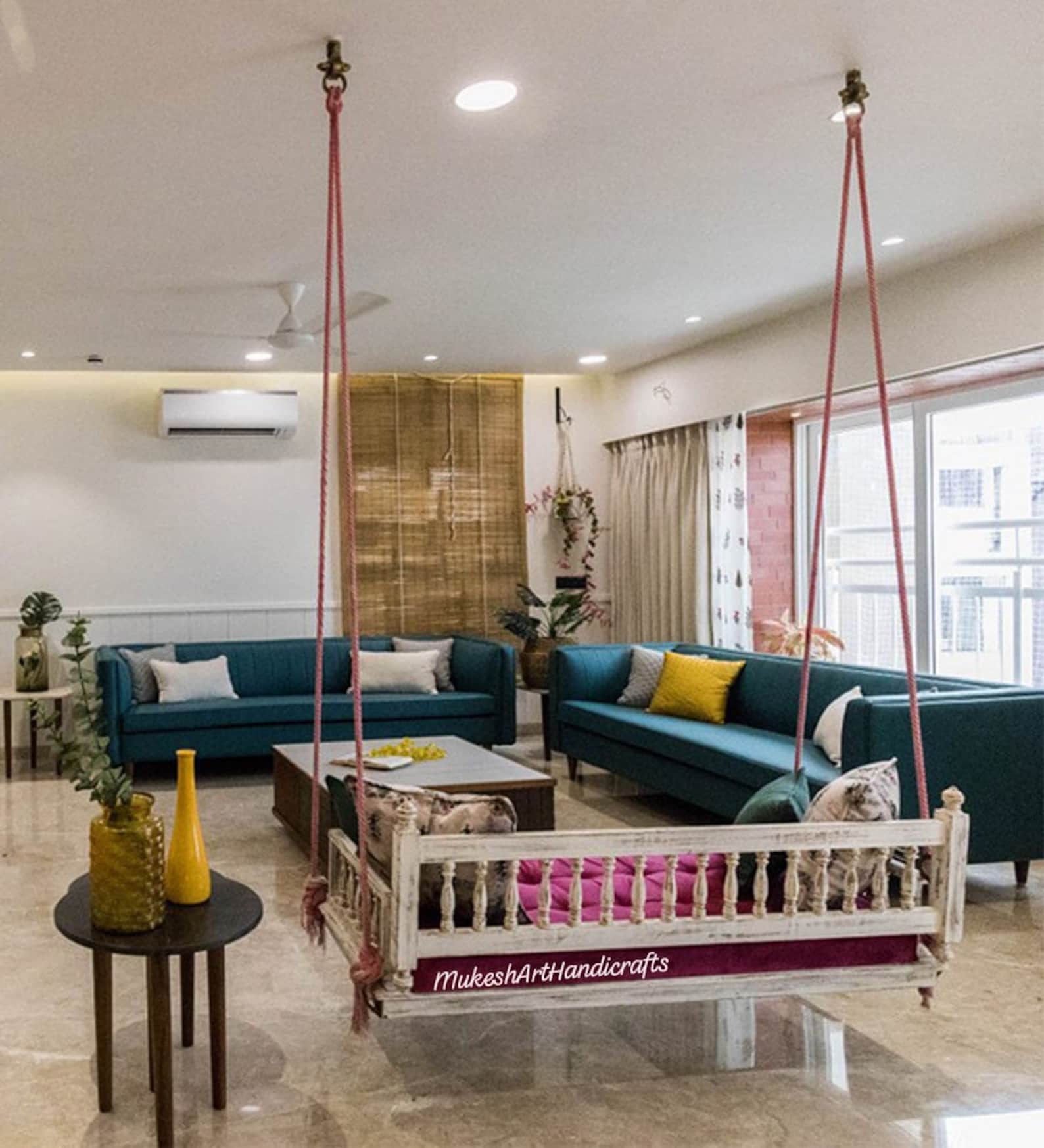 Handmade Wooden Reversible Porch Swing/ Wooden Reversible Ceiling Swing ...