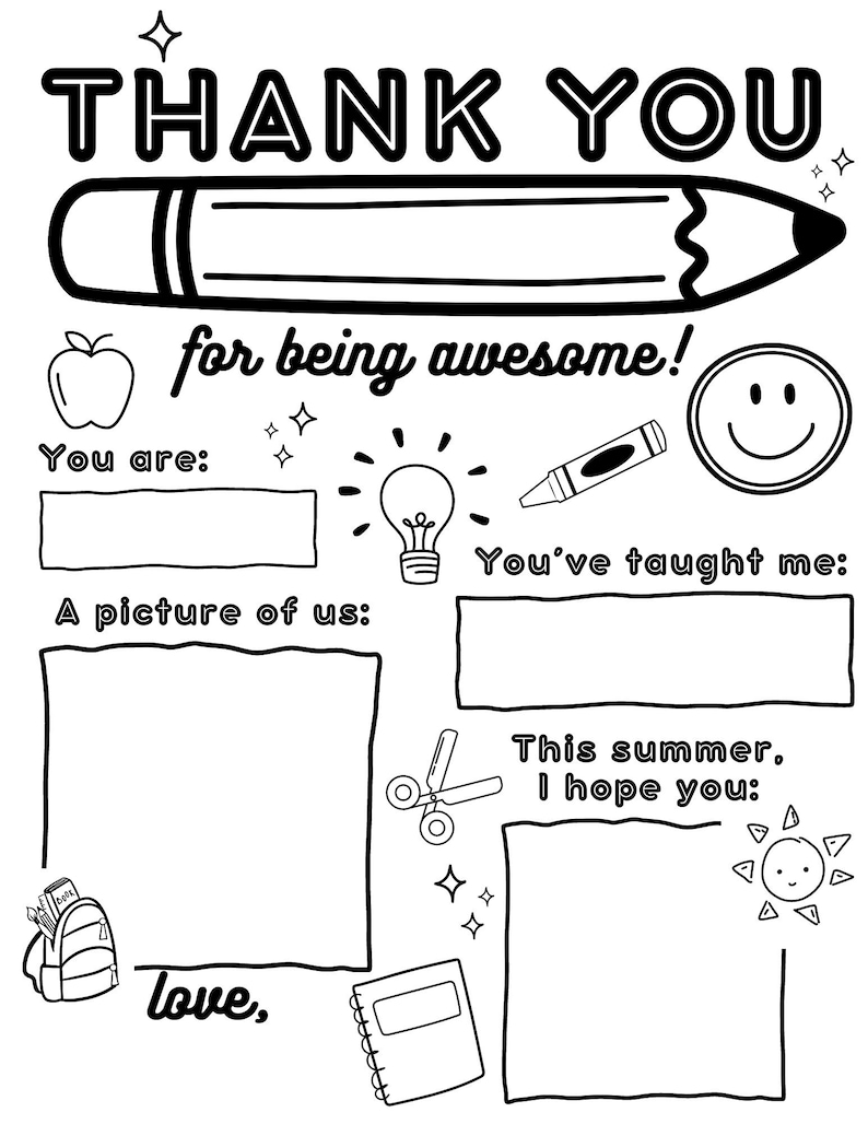 Teacher Appreciation Coloring Sheet // Digital File - Etsy