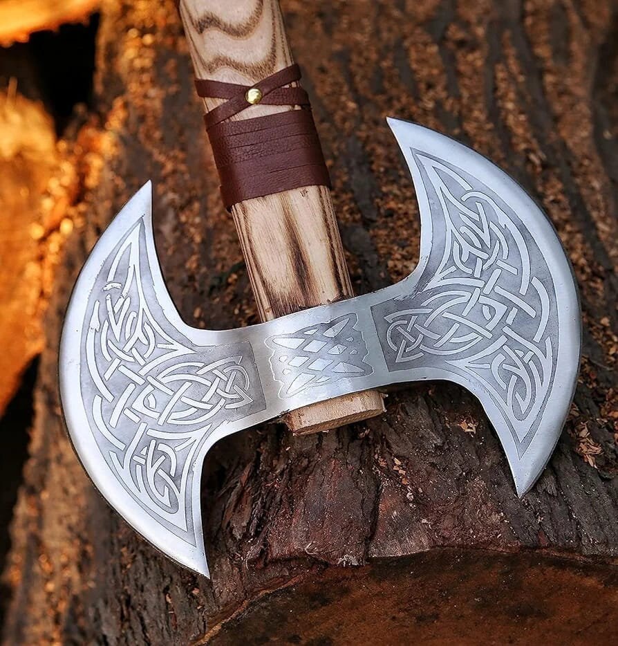 Double Blade Axe, Viking Double Sided Axe, Hand Forged Double Bit Axe ...