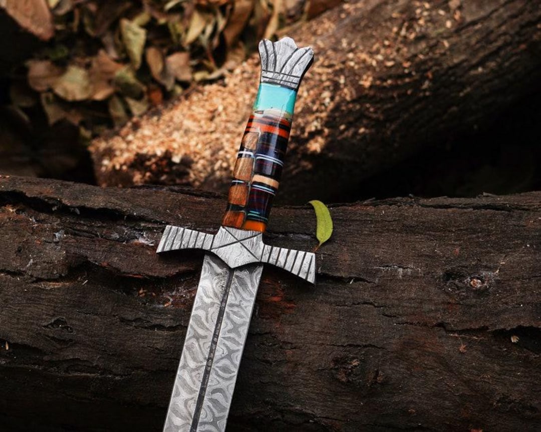 Personalised Damascus Sword With Sheath, Best Valentines Gift for Him ...