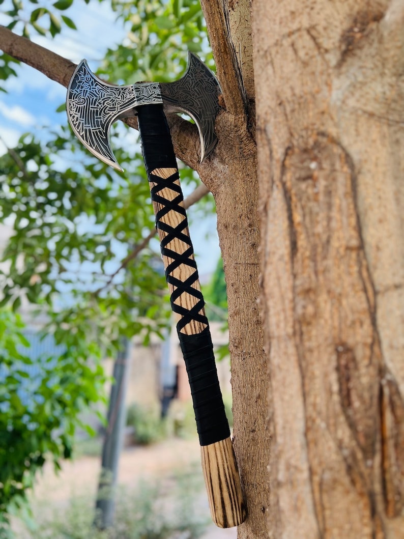 Handmade Ragnar Axe, Handmade Carbon Steel Double Headed Axe With ...