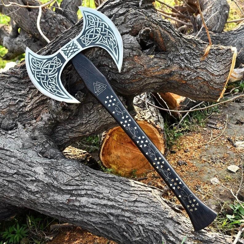 Double Blade Battle Axe, Rare Double Headed Axe, Viking Double Sided ...