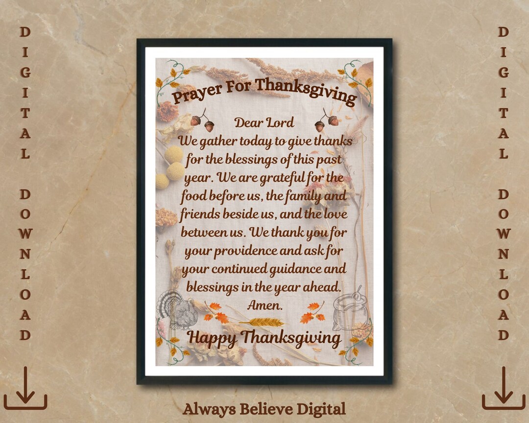 Prayer for Thanksgiving, Inspirational Wall Art Printable. Digital Art ...