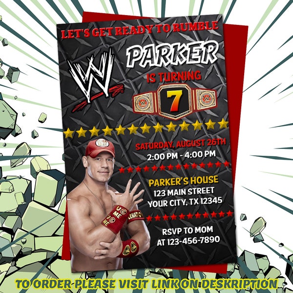 Wwe Birthday Invitations - Etsy