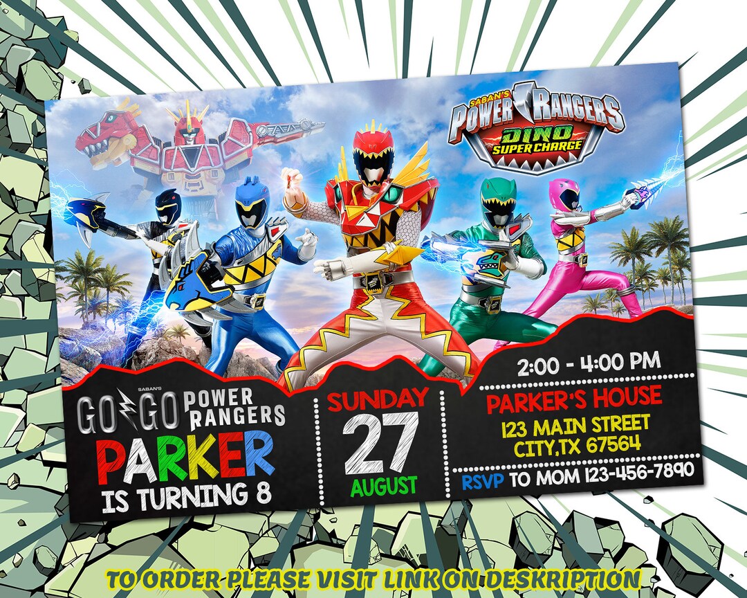 Invitación de cumpleaños de Power Rangers invitación de Power - Etsy México