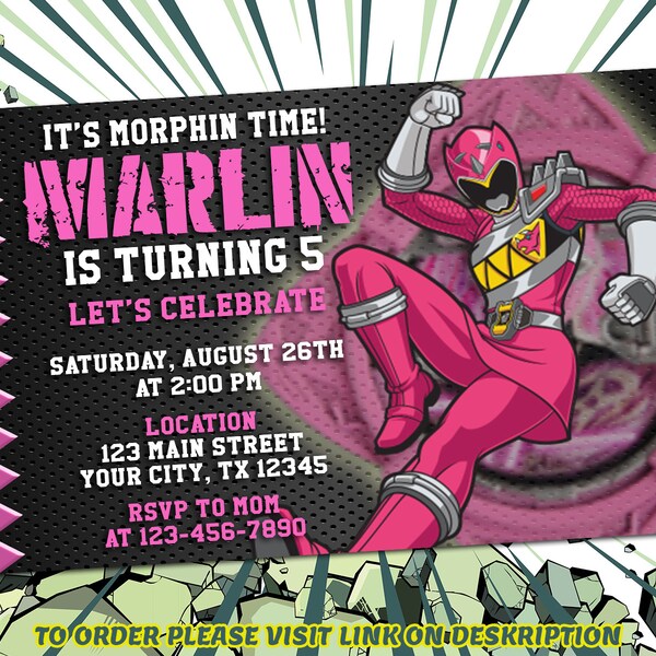 Power Rangers Invite - Etsy