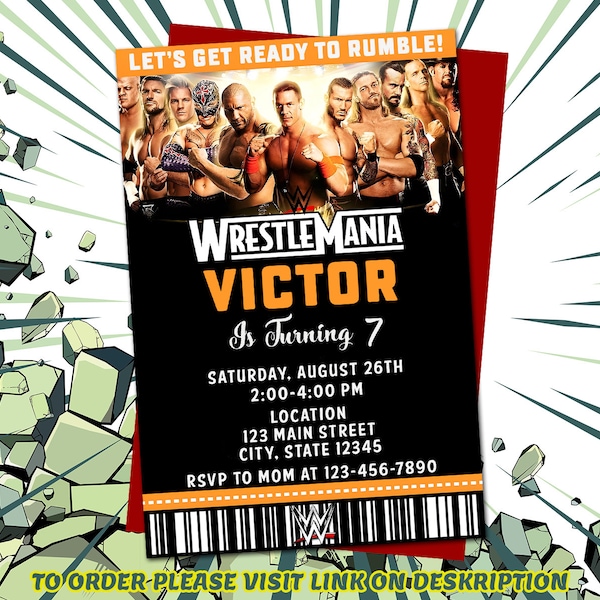 Wwe Birthday Invitations - Etsy