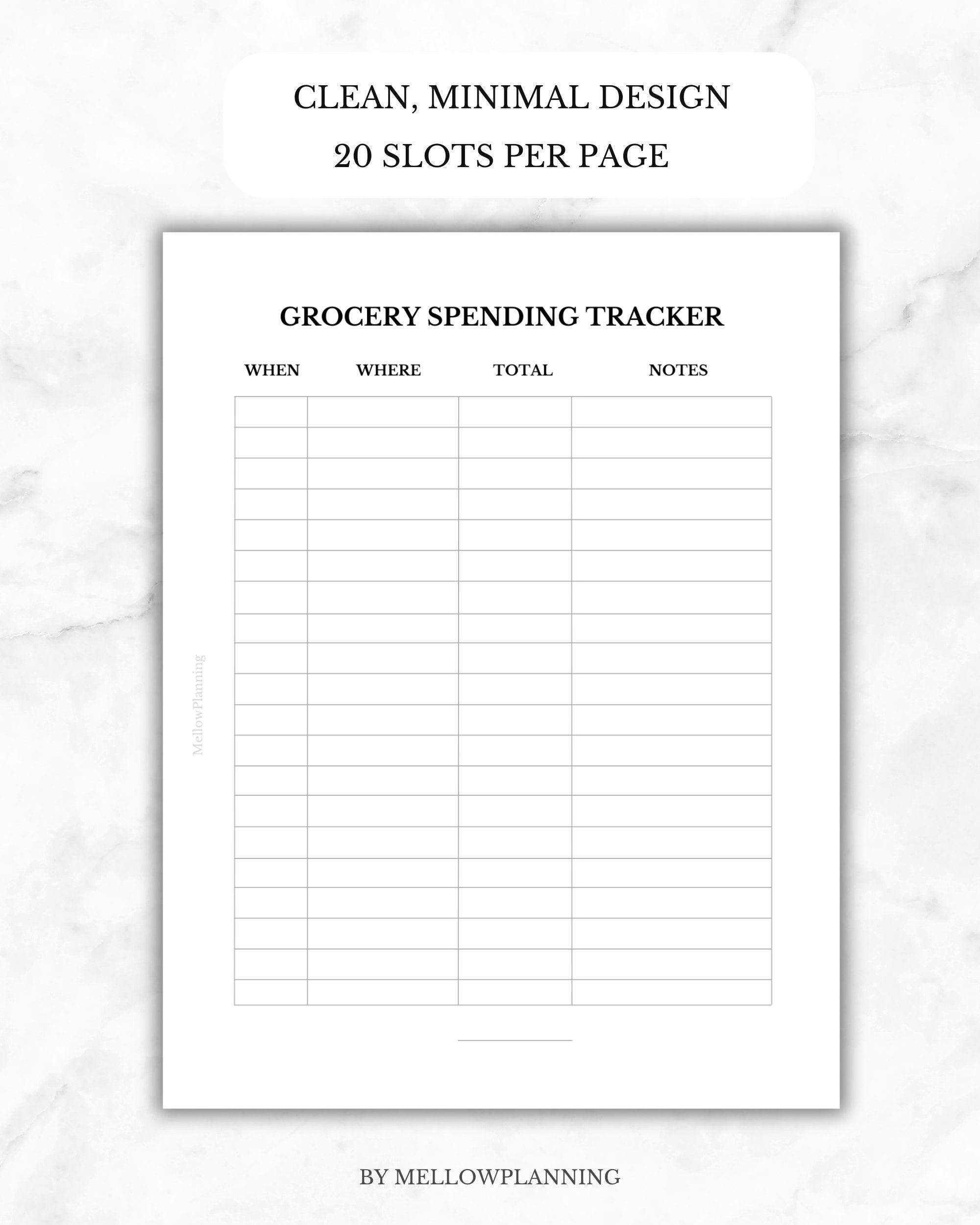 Grocery Spending Tracker Printable Digital Download Planner Insert Minimalist A5 A4 US Letter - Etsy