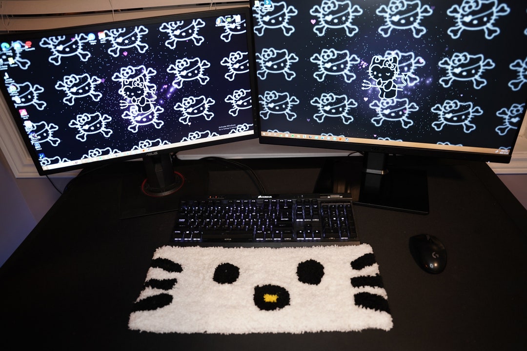 Hello Kitty Computer Arm Rest Hand Tufted With Acrylic Yarn - Etsy