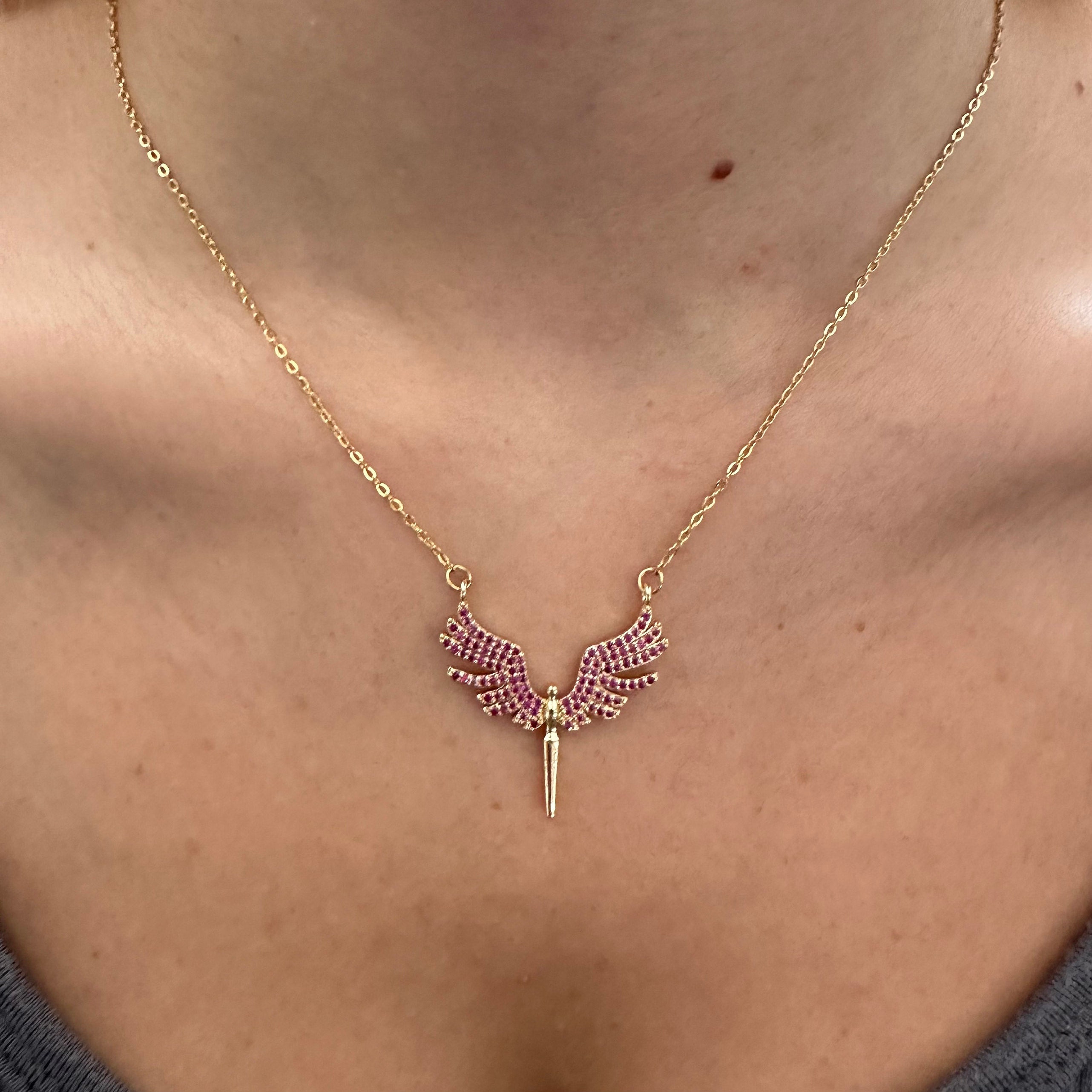 Angel Necklace Gold, Angel Wings Necklace, Guardian Angel Necklace ...