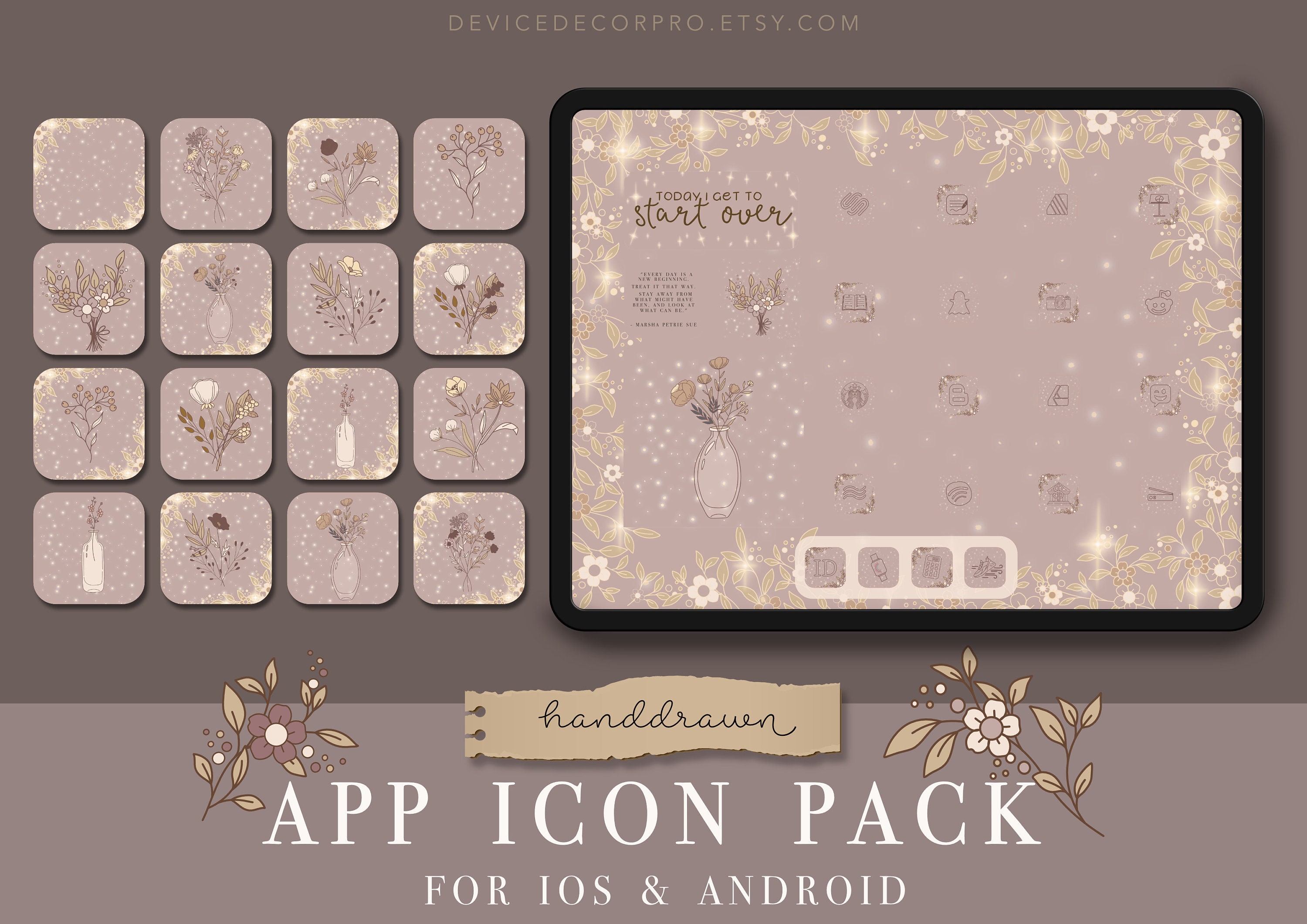 Handdrawn App Icons ELEGANT NEW YEARS, Ios Icons, iPad Icons, Handdrawn ...