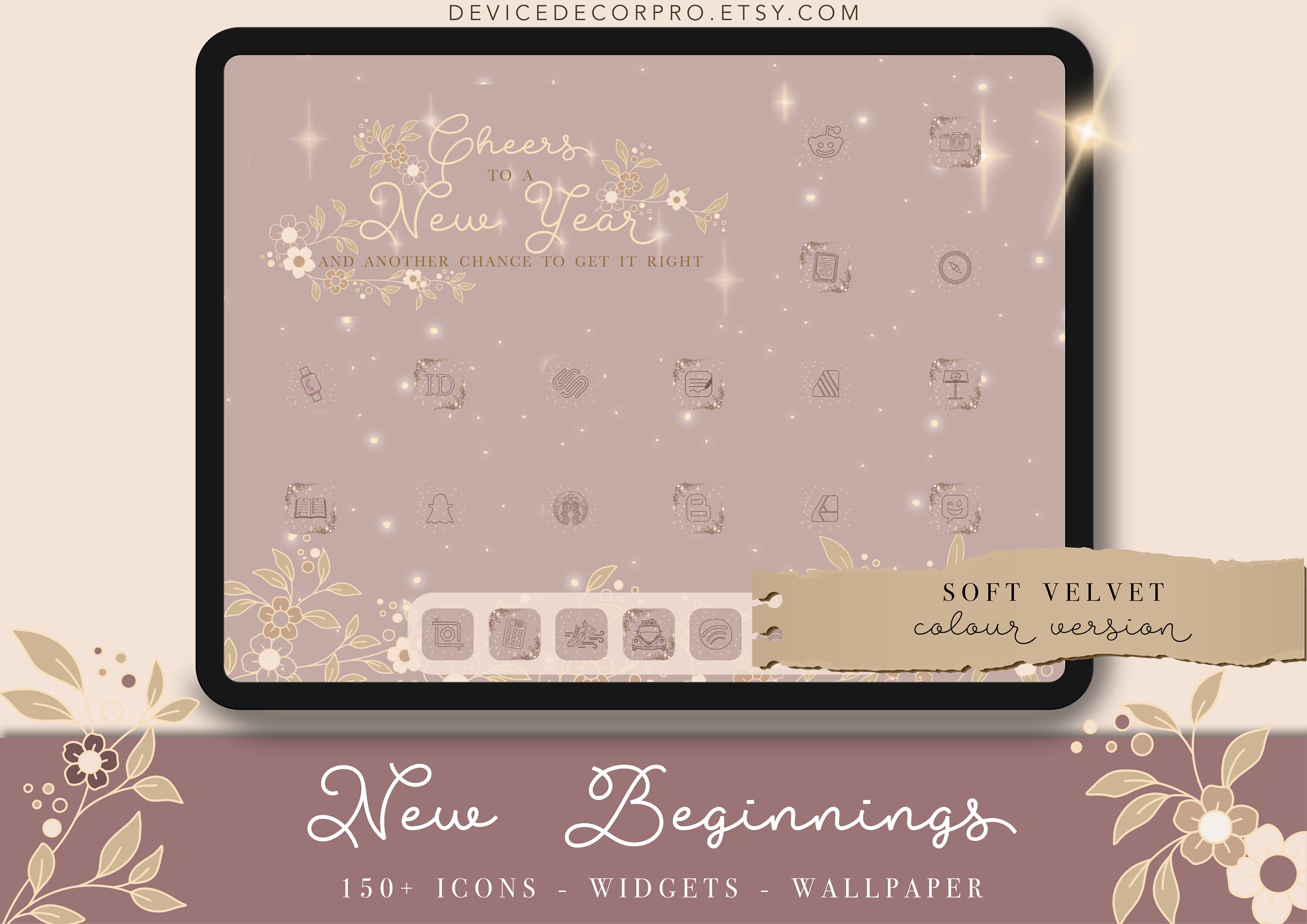 Handdrawn App Icons ELEGANT NEW YEARS, Ios Icons, iPad Icons, Handdrawn ...