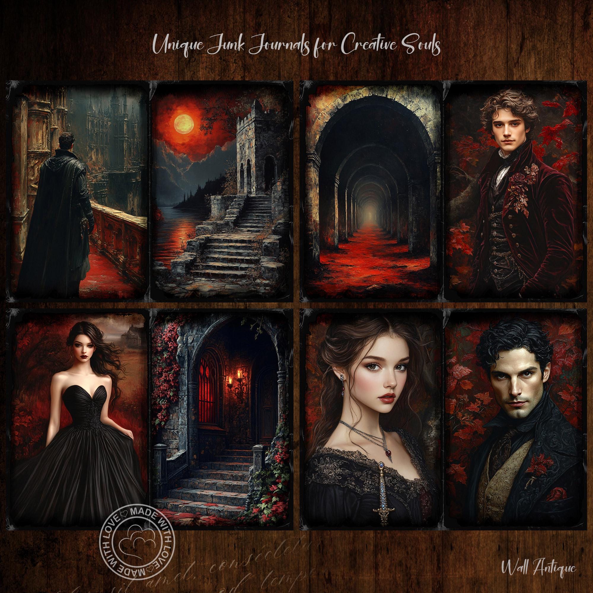Gothic Vampire Junk Journal Kit, Dark Academia Ephemera, Elegant Black ...