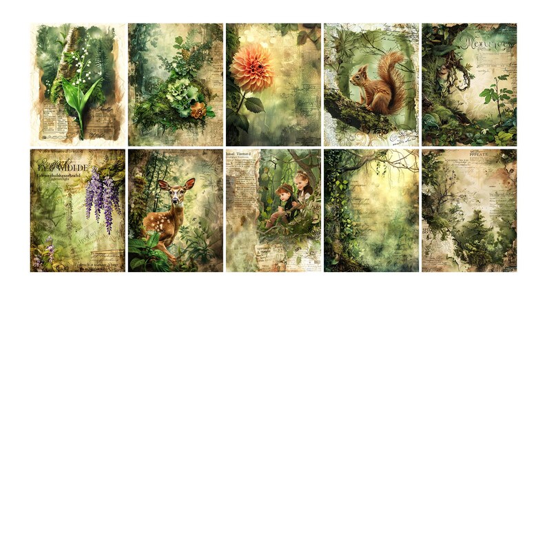 Green Forest Junk Journal Pages, Digital Download, Printable Fairy ...