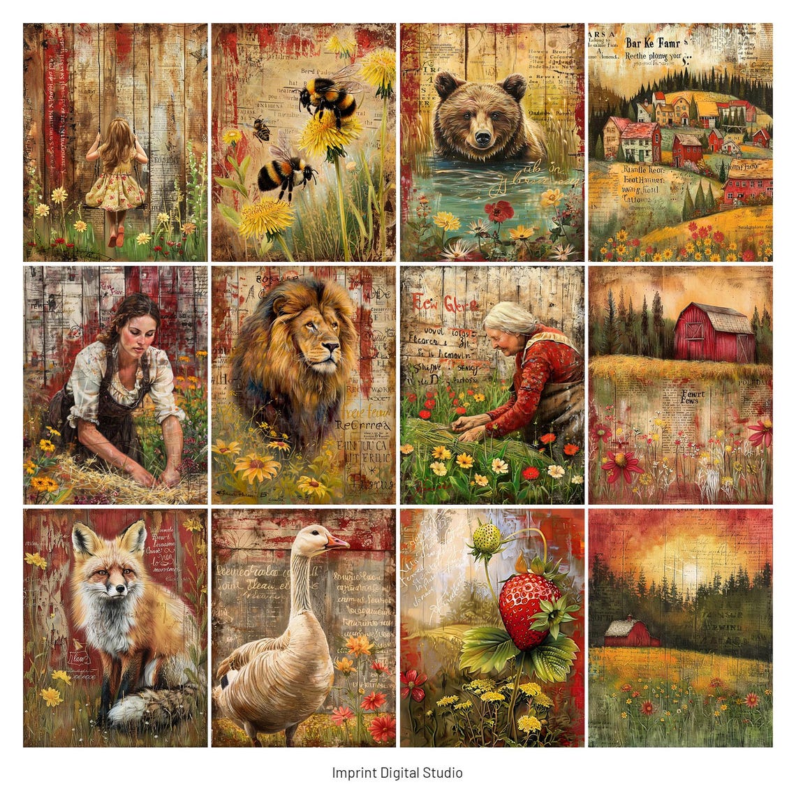 Farm Life Junk Journal Pages, Vintage Farmhouse Printable, Rustic ...