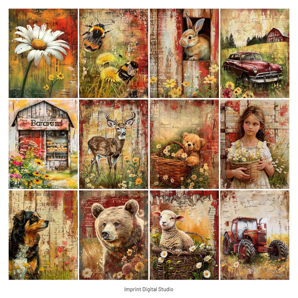 Farm Life Junk Journal Pages, Vintage Farmhouse Printable, Rustic ...