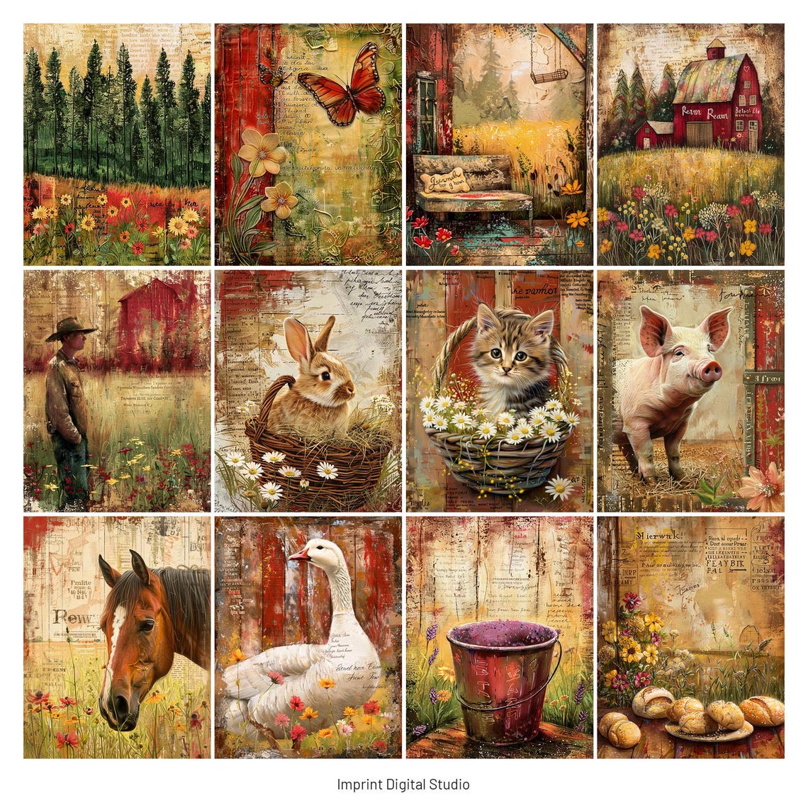 Farm Life Junk Journal Pages, Vintage Farmhouse Printable, Rustic ...