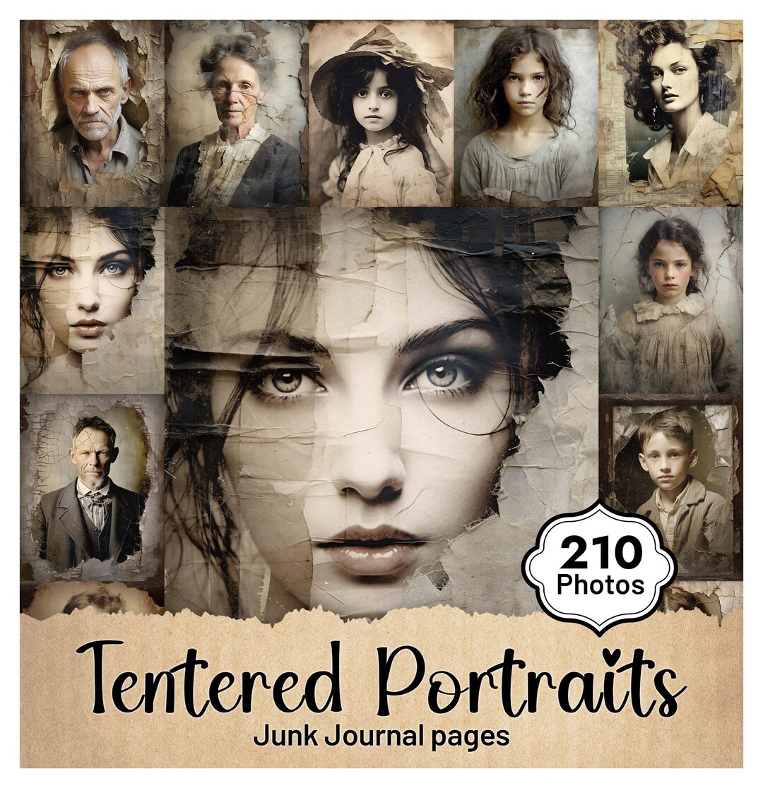 Old Distressed Vintage Portrait Photos for Junk Journals, Tendered ...